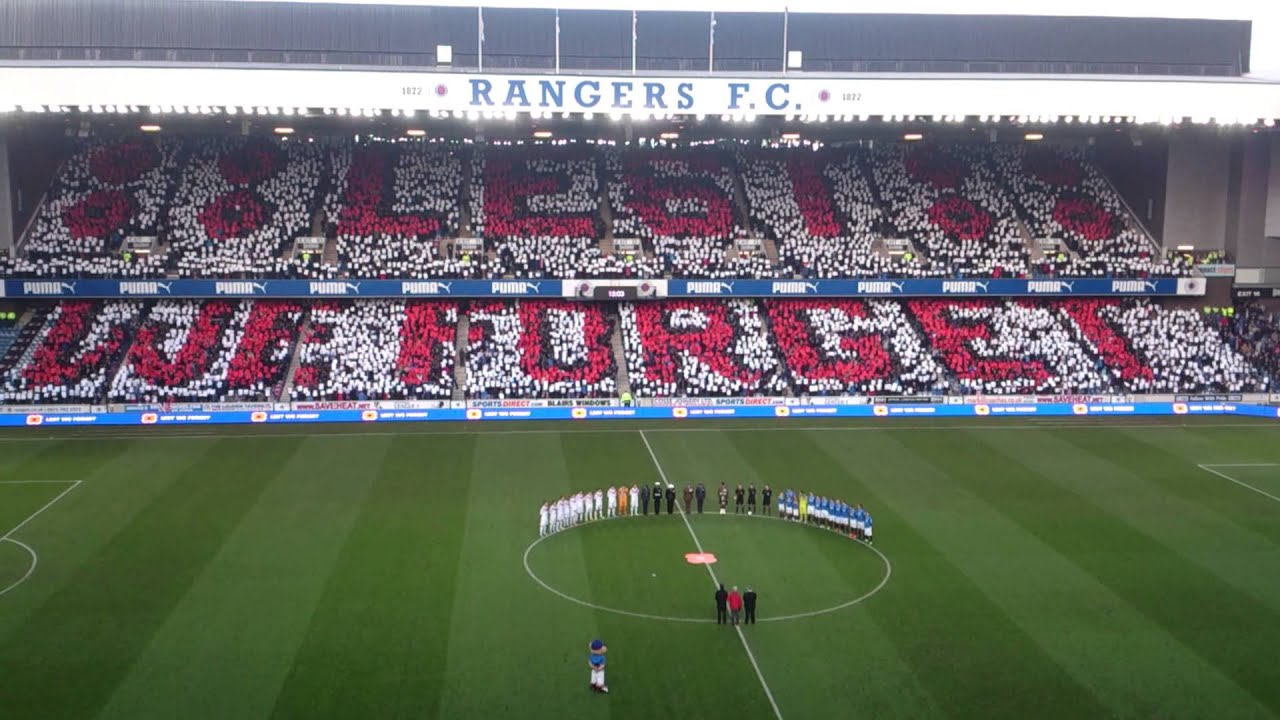Rangers - remembrance Sunday - 9/11/13 poppy card display - Ibrox ...