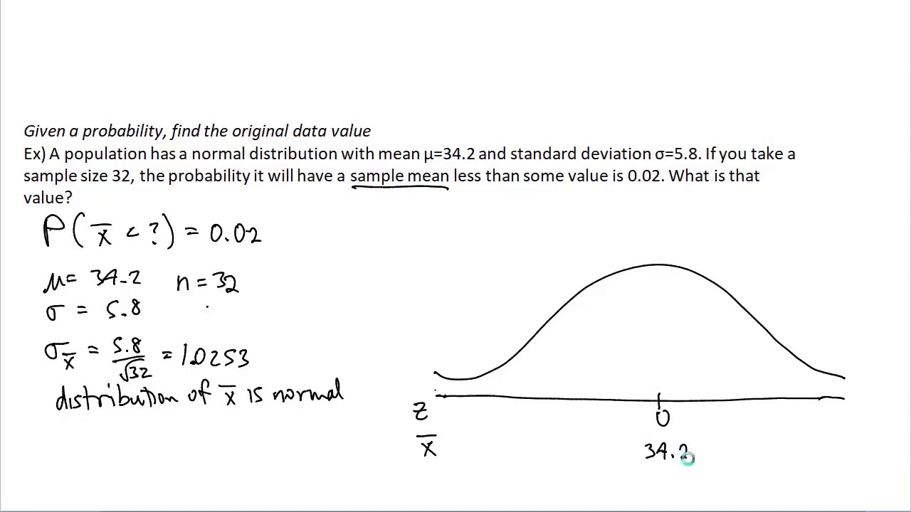 Statistics - Normal Distribution applications: given probability, find ...