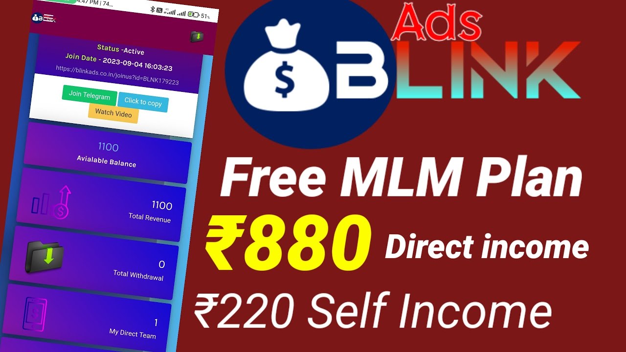 Blink Ads || Free Mlm Company || Full Business Plan || Daily ₹880 ...