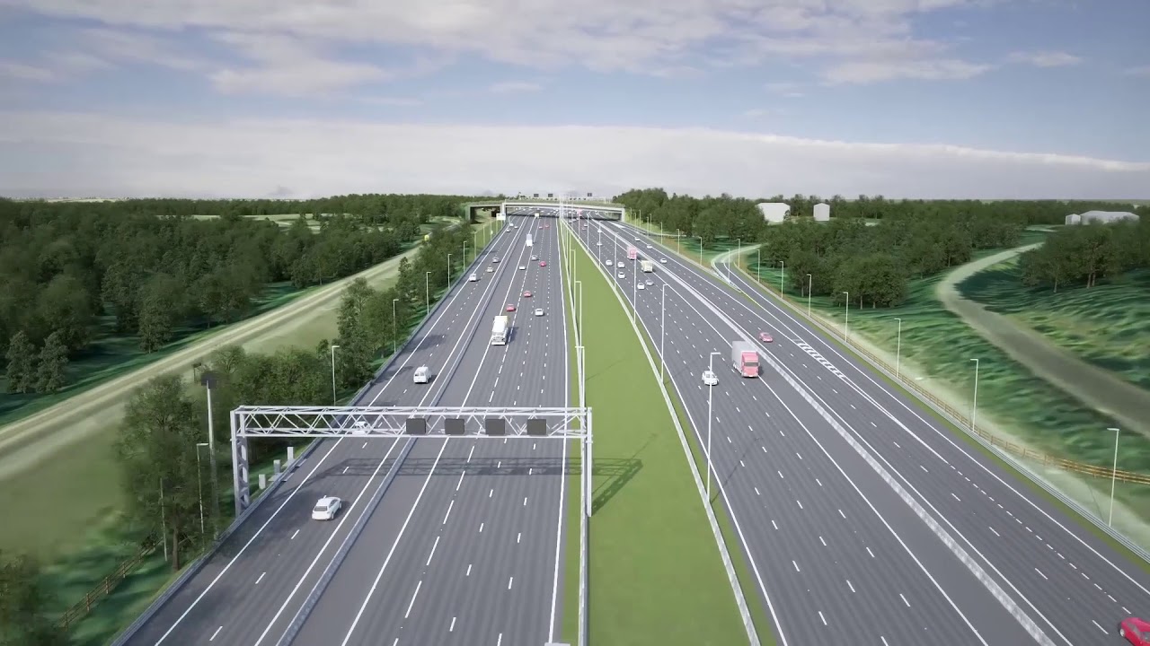 Lower Thames Crossing fly through – south of the River Thames - YouTube