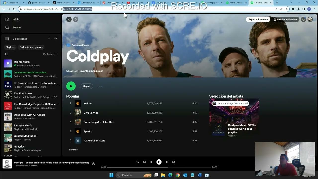 Web scraping - Spotify Artistas - YouTube
