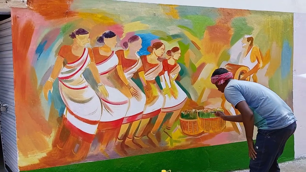 Karam Parab Jharkhand live painting - YouTube