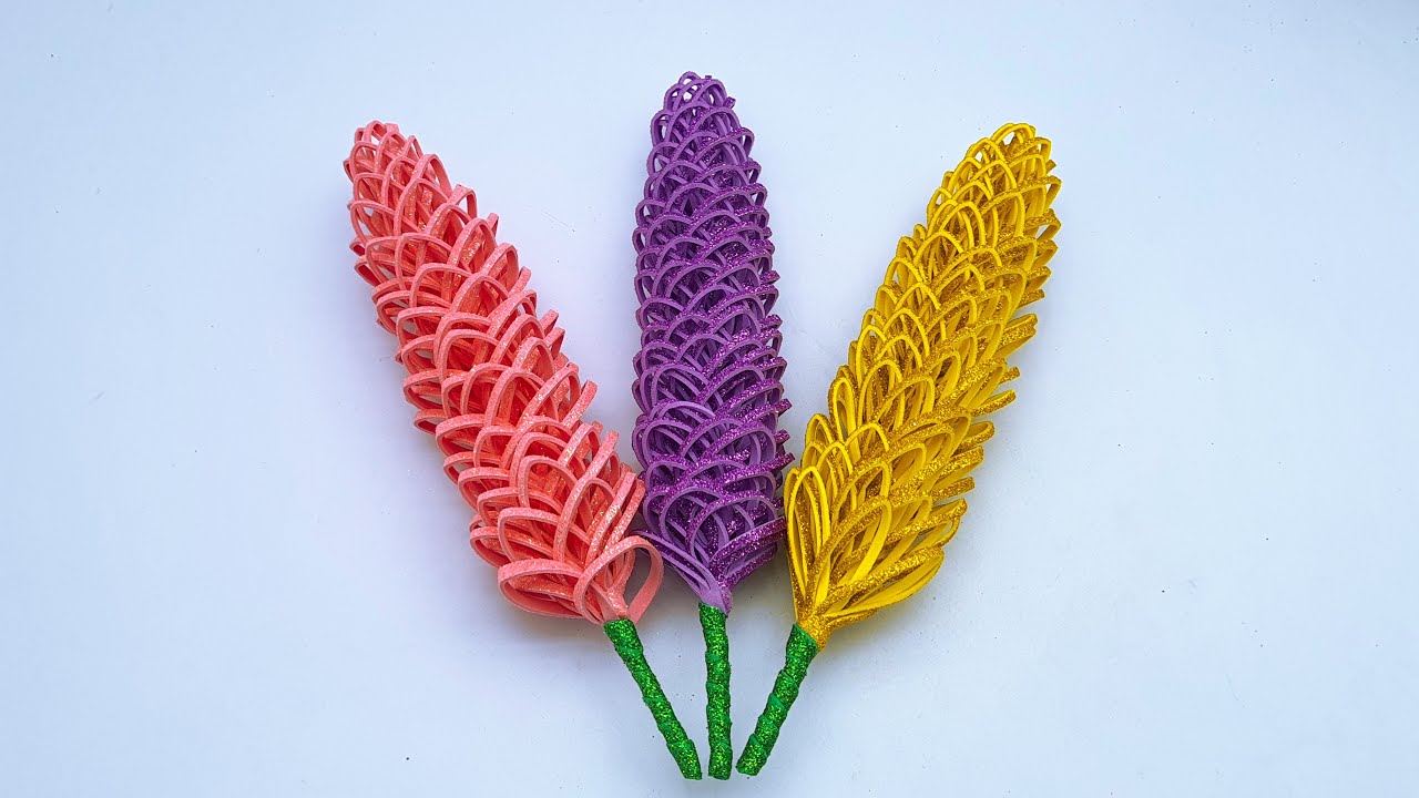 DIY Decorative Stick Flowers Making Ideas | Foamiran Stick Flower Easy ...
