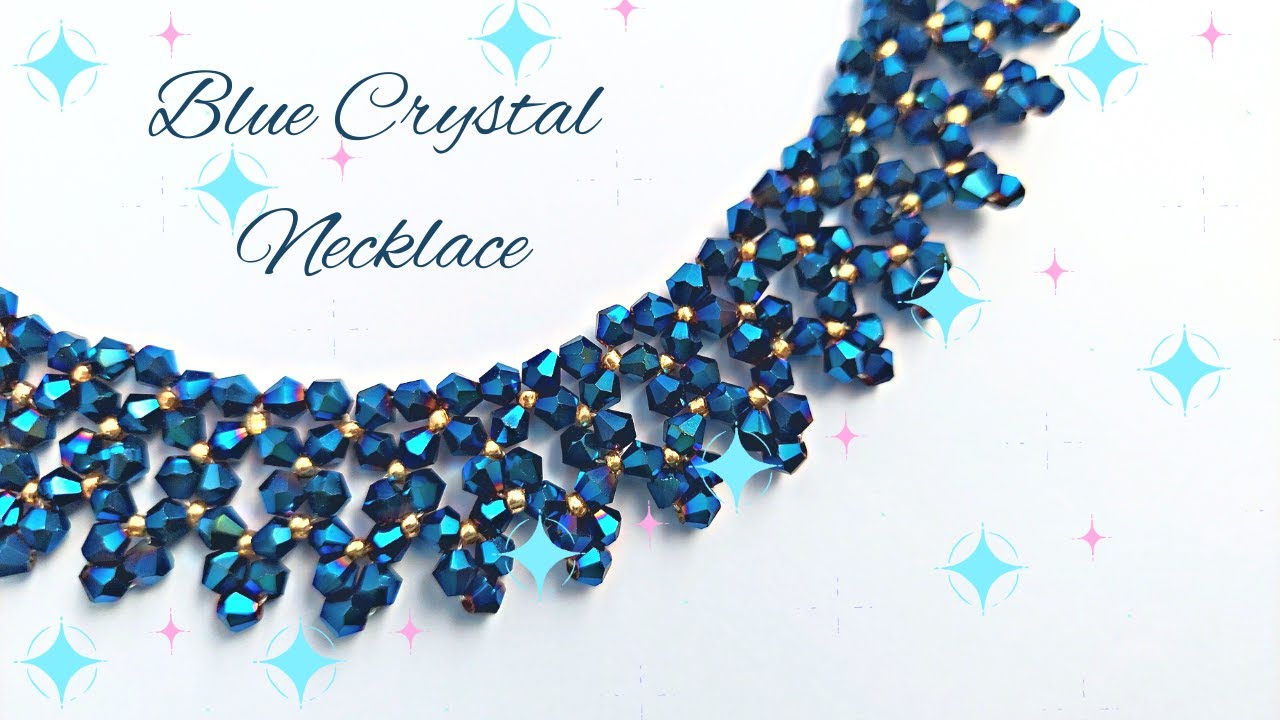 Blue Crystal Necklace. DIY Beading Tutorials. Crystal Necklace ...