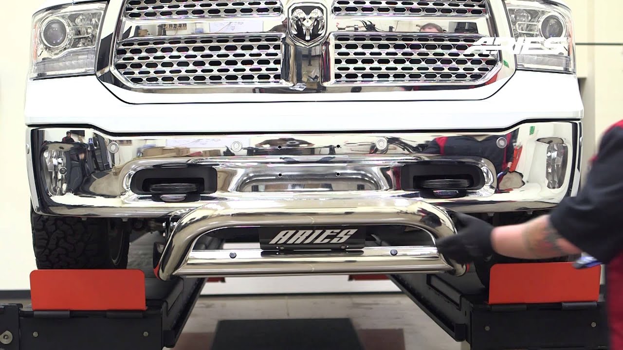 ARIES Bull Bar Install 3in Bull Bar 35 5005 on Ram 1500 - YouTube