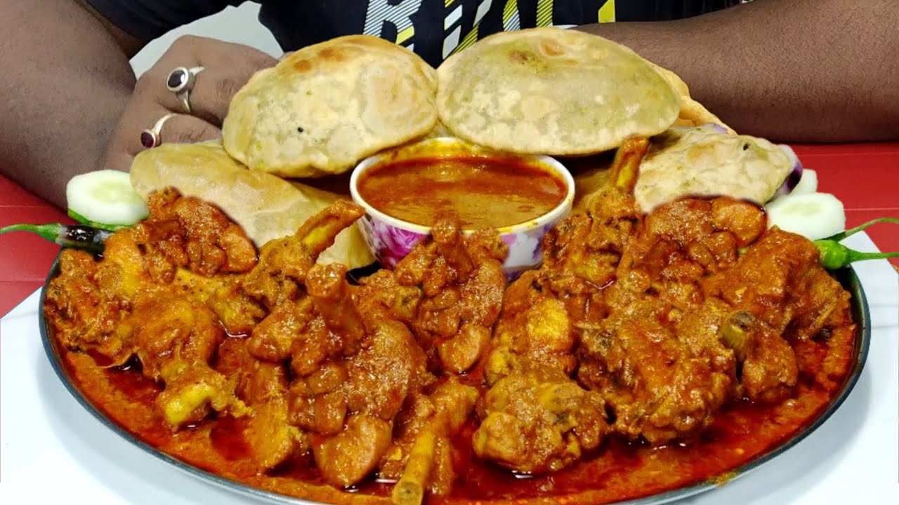 LUCHI🍘GHUGNI🍲 SALAD EATING | MATARCURI LUCHI EATING - YouTube