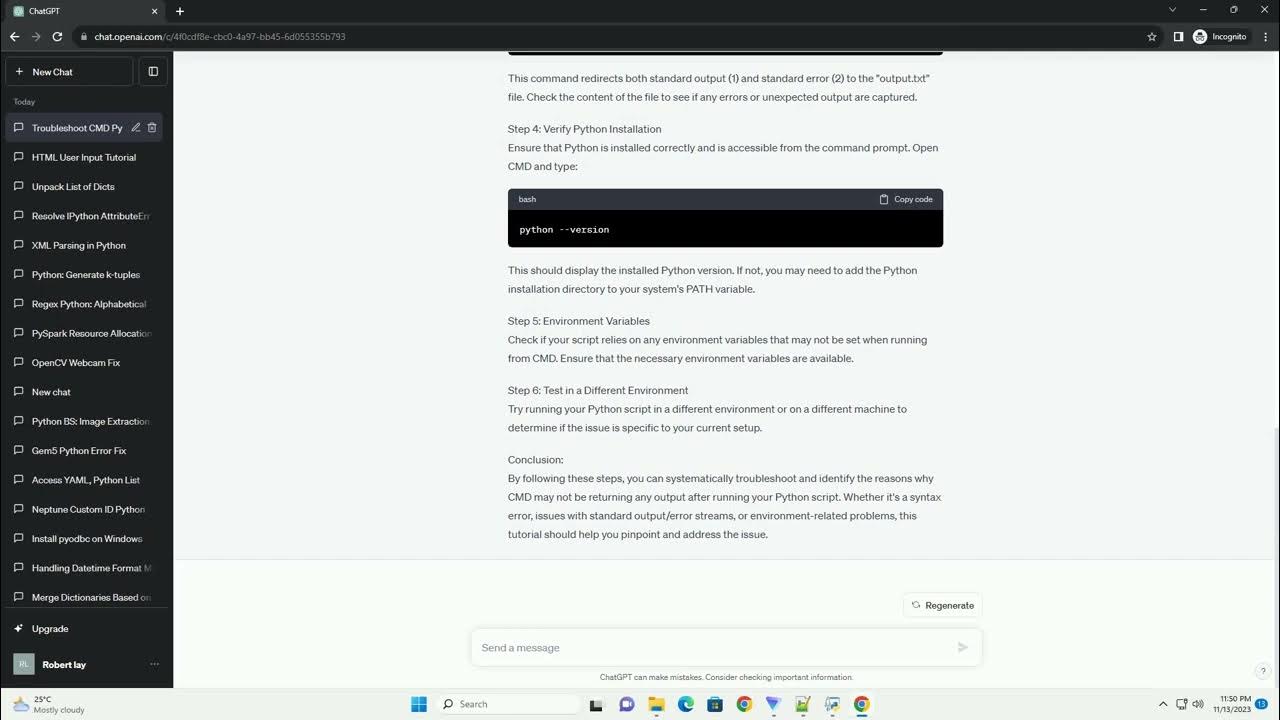 Cmd Doesn T Return Any Output After Running My Python Script Youtube