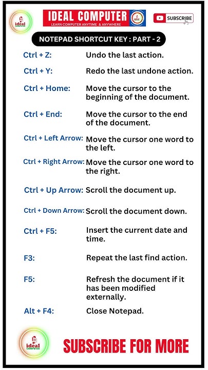 Notepad Shortcut Key - YouTube