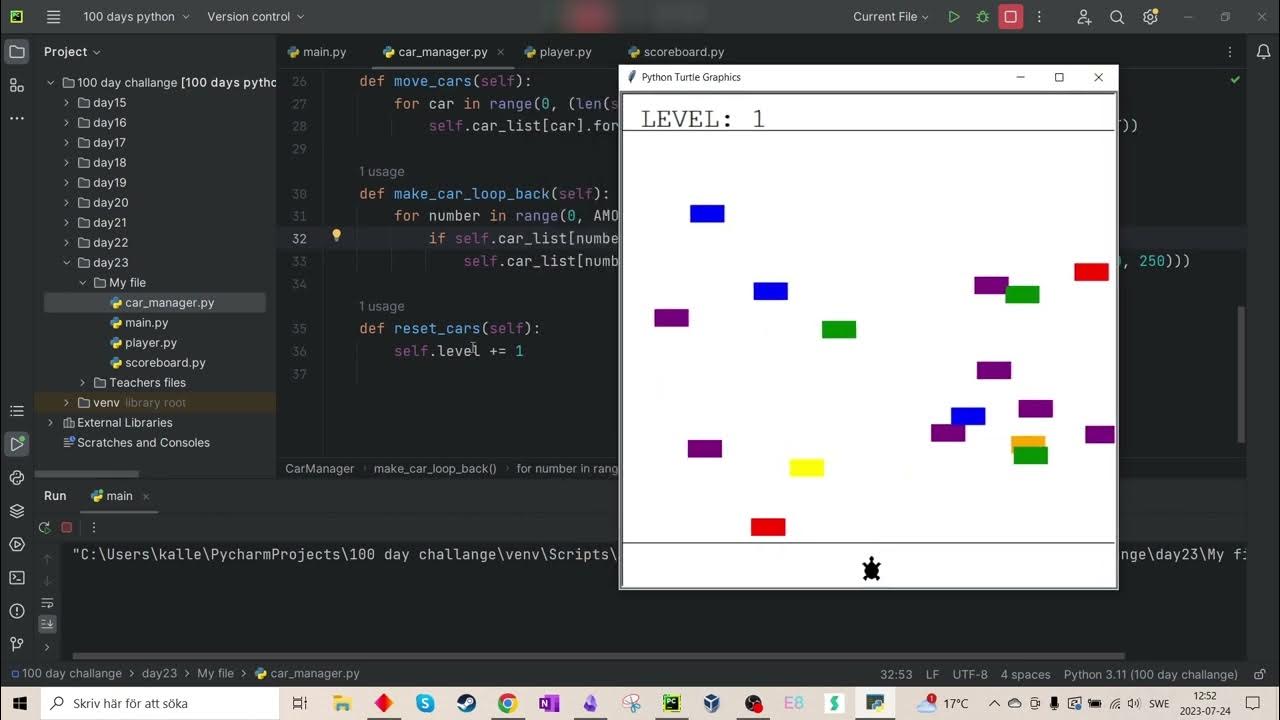 Day 23: TURTLE CROSSING GAME! --- 100 Days of Python Coding - YouTube