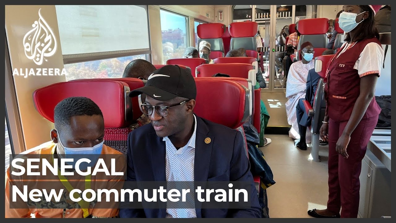 Senegal's new commuter train makes inaugural journey from Dakar - YouTube