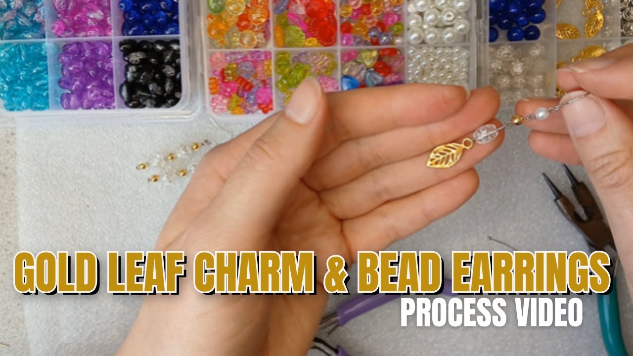 Making a Pair of Gold Leaf Charm & Bead Drop Earrings (Quick Earring Series) - YouTube