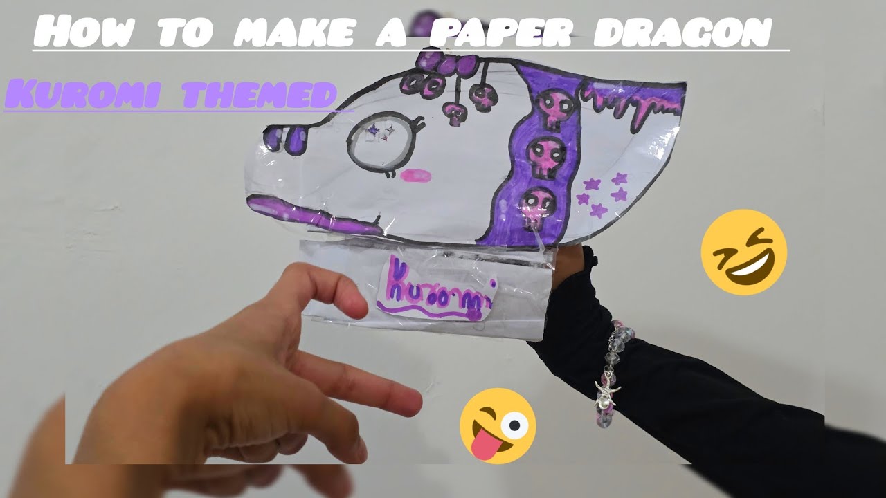 How to make a paper dragon puppet |kuromi themed|*with voice*|dragon ...