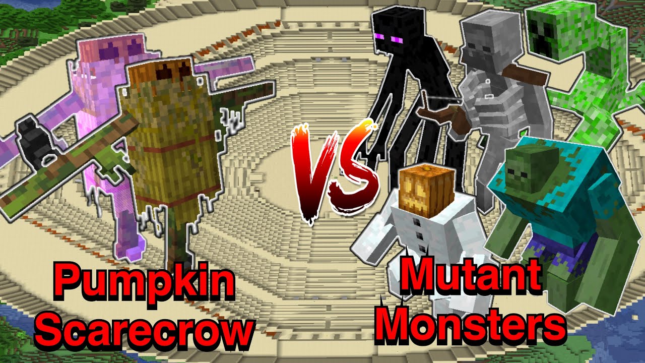 Minecraft |Mobs Battle | Pumpkin Scarecrow VS Mutant Monsters - YouTube