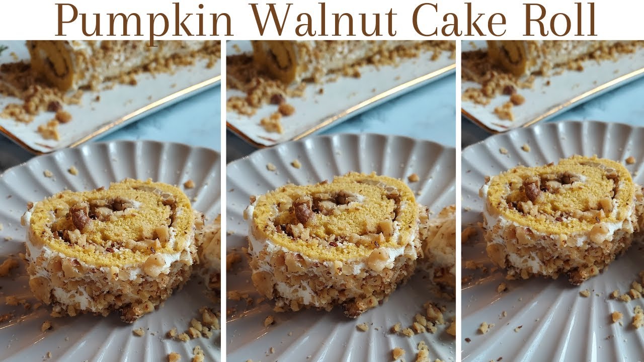 Delicious Pumpkin Walnut Cake Roll Recipe| Nanuli'sKitchen - YouTube