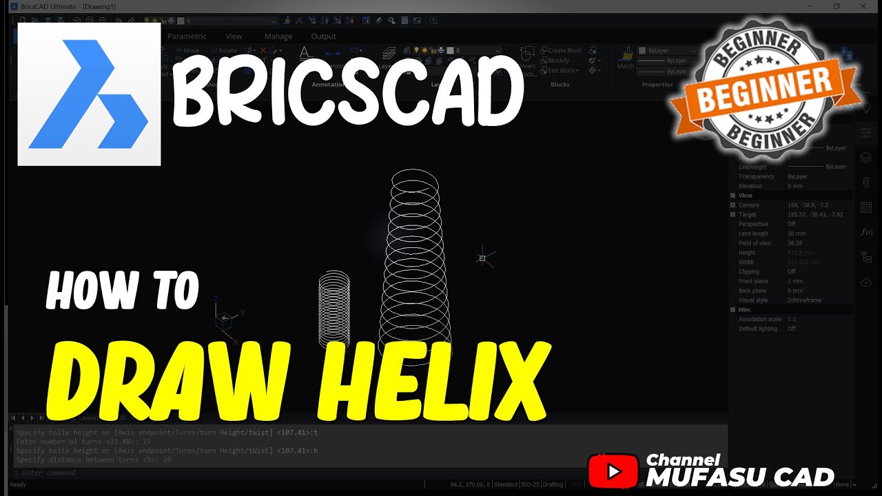 BricsCAD How To Draw Helix - YouTube