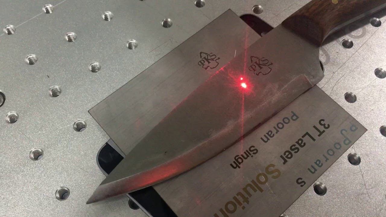 laser marking machine engrave mark logo on knife - YouTube