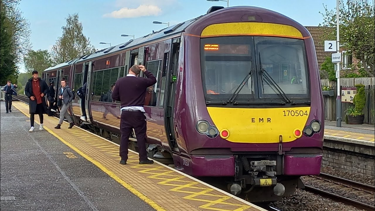 EMR Class 170 (170504) arrive Attenborough - YouTube