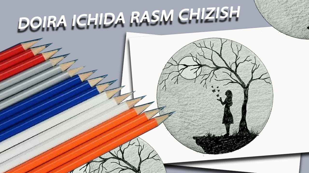 How to draw a girl with Butterfly in Moonlight for beginners/Pencil ...