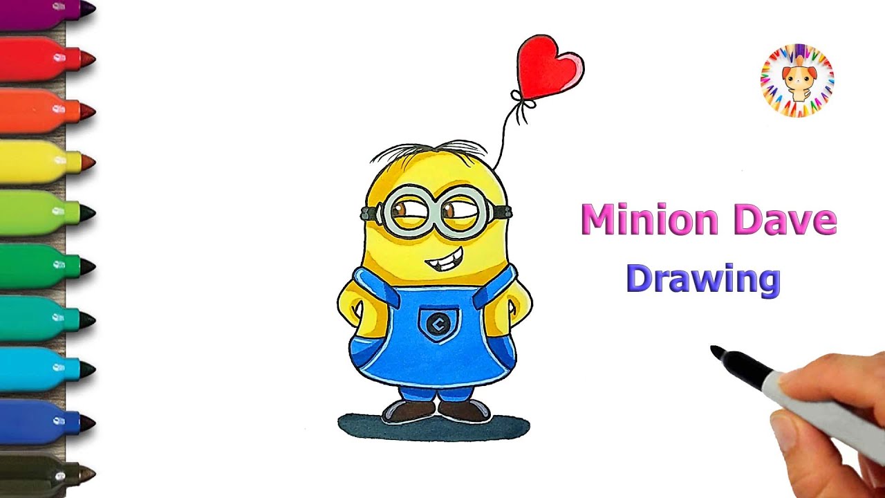 How to draw Minion Dave 💛 Cute Minion Dave drawing easy step by step ...