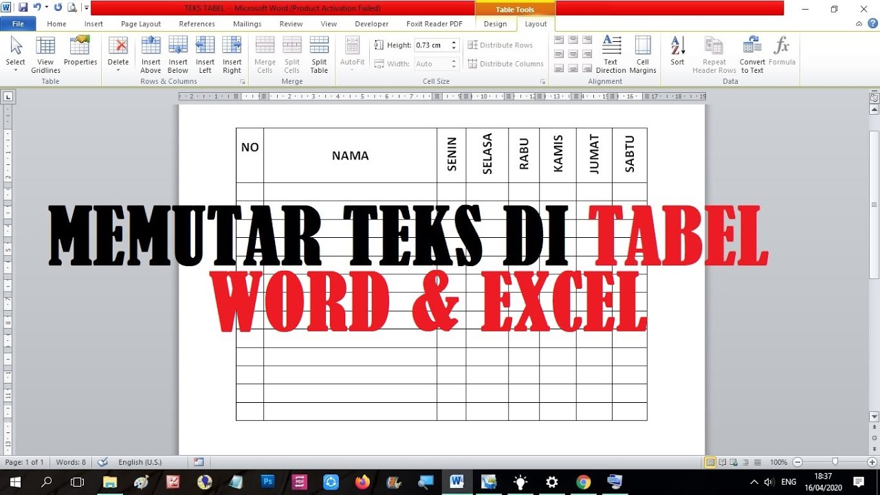 cara memutar teks pada tabel di microsoft word dan excel dengan cepat ...