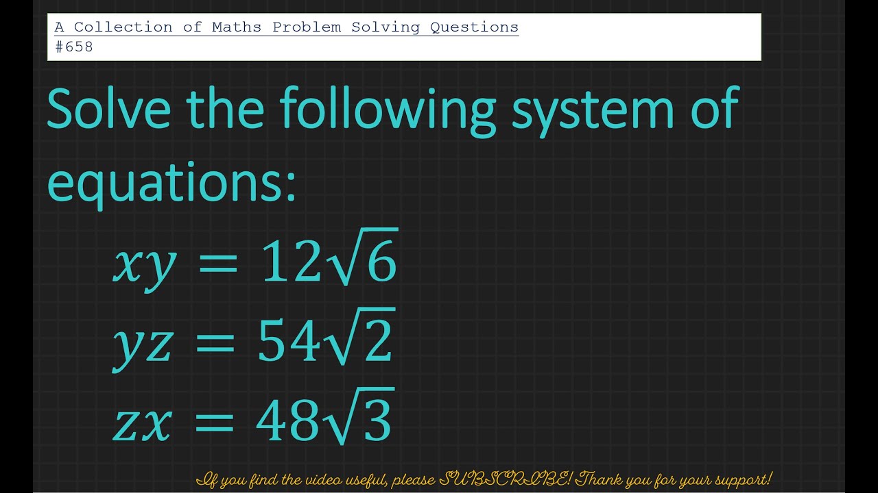 Solve Equations Involving x, y, z | Algebra | Mathematics Contest ...