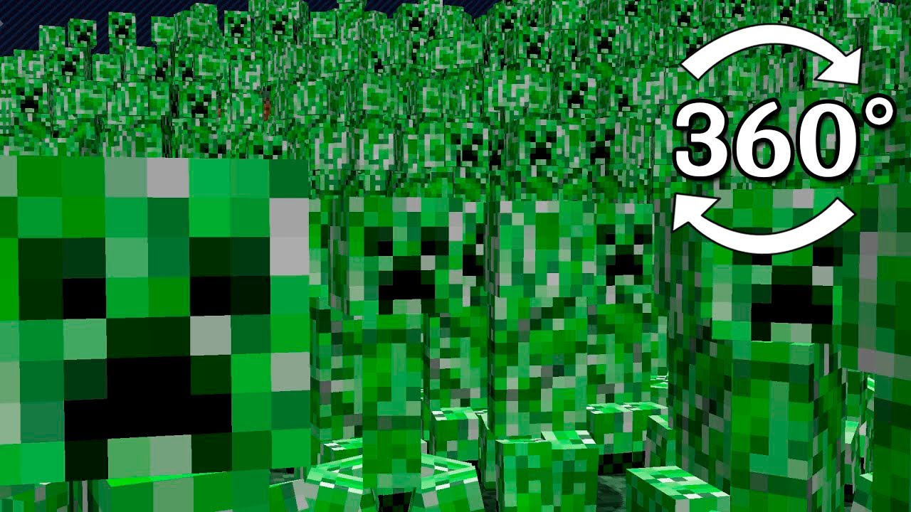 Amazing 360 video of 1,000 Minecraft creepers exploding. - YouTube