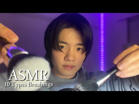 ASMR 10 Types of Chilling Brushings | Pouder Brush, Flat foundation Brush...etc.
