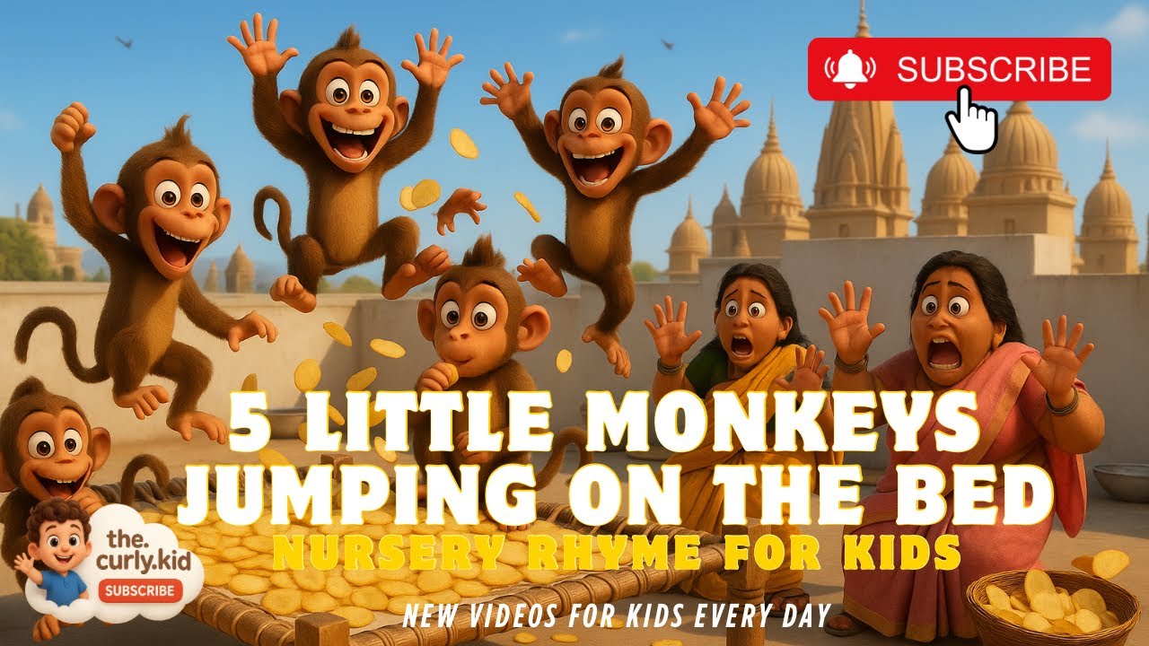 5 Little Monkeys Jumping on the Bed| Nursery Rhyme | English Rhyme with ...