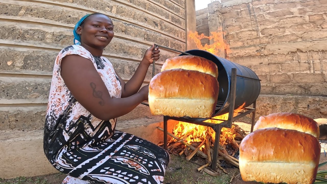 Rustic Baking Large Brown Breads 🍞 On A BARREL +Harvesting Organic ...