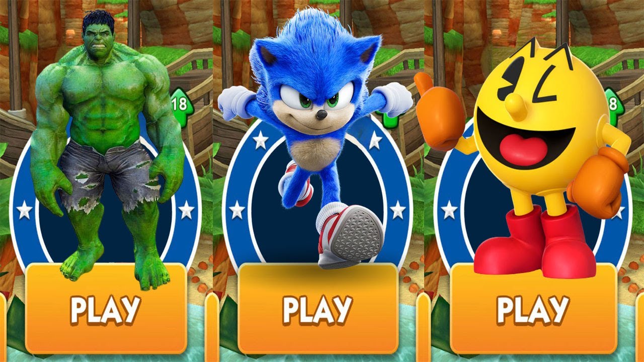 Movie Sonic vs Pacman vs Hulk Subway Surfers vs All Bosses Zazz Eggman ...