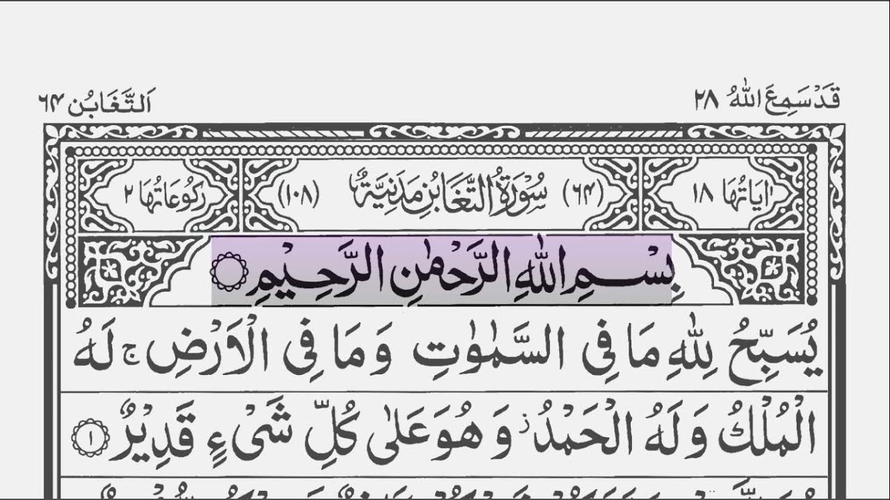 Surah At-Taghabun 64 [ Mutual Disposession ] سورة التغابن | By Imam ...