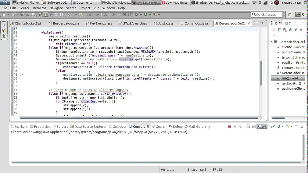 008.4 Integrando o chat do terminal com a swing 2 - Fazendo um chat com sockets - YouTube