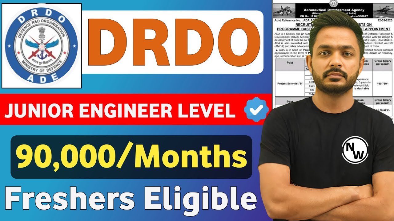 DRDO (ADA) JE level Recruitment 2025 | CTC: 90,000/Months | DRDO ...