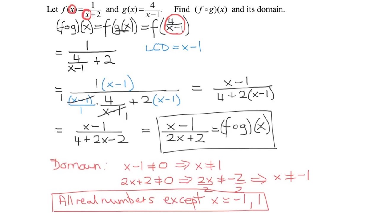 Find The Composition F∘g X Of Rational Functions F X 1 X 2 G X