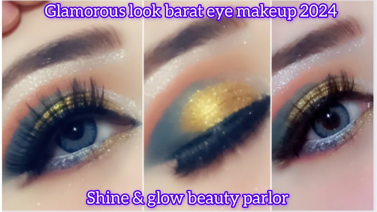 glamorous look barat eye makeup | golden and green eyes makeup 2024 ...
