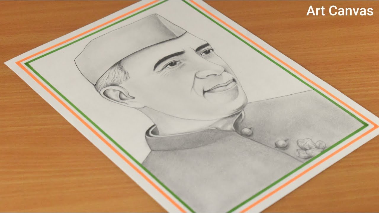 Jawaharlal Nehru Drawing Children's day Drawing Jawaharlal Nehru ...