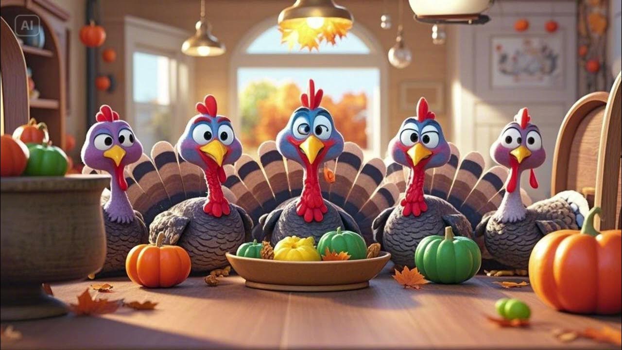 Five Little Turkeys Hiding on Thanksgiving | Fun Kids Song 🦃🍂🎶 - YouTube