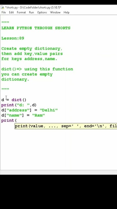 Dictionary In Python Shorts Python Coding Pythontricks Pythonprogramming Pythonfullcourse
