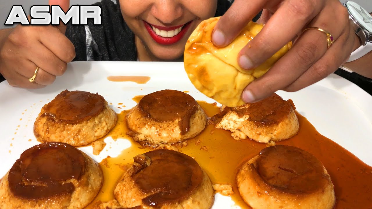 CARAMEL FLAN ASMR MUKBANG | CUSTARD PUDDING ASMR | ASMR EATING SOUNDS ...