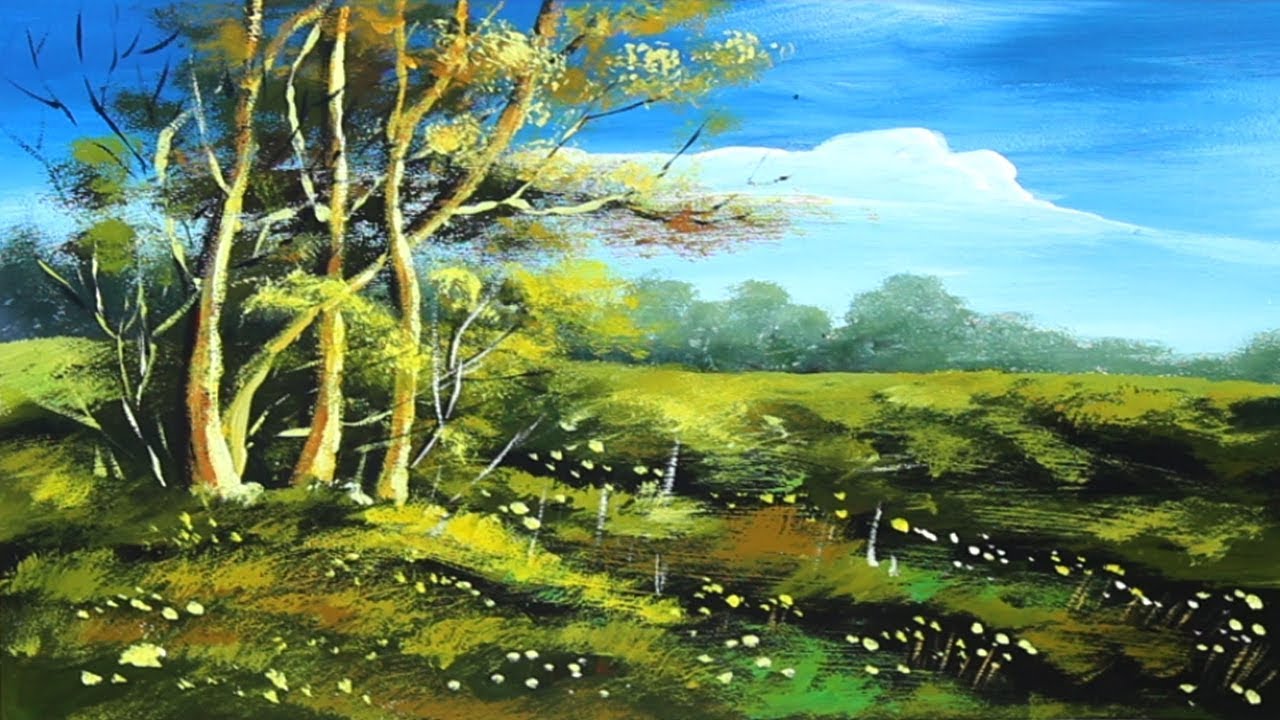 Acrylic Landscape - Tree Painting For Beginners - YouTube