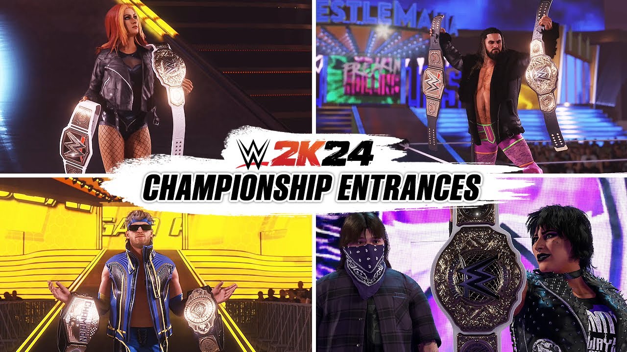 WWE 2K24 Double Title Entrances ft. Roman Reigns, Logan Paul, Seth ...