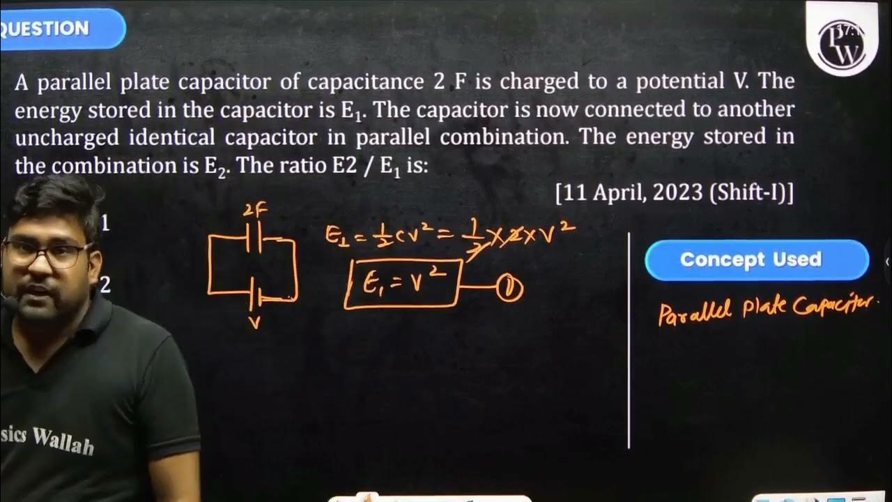 A parallel plate capacitor of capacitance \(2 \mathrm{~F}\) is charged ...