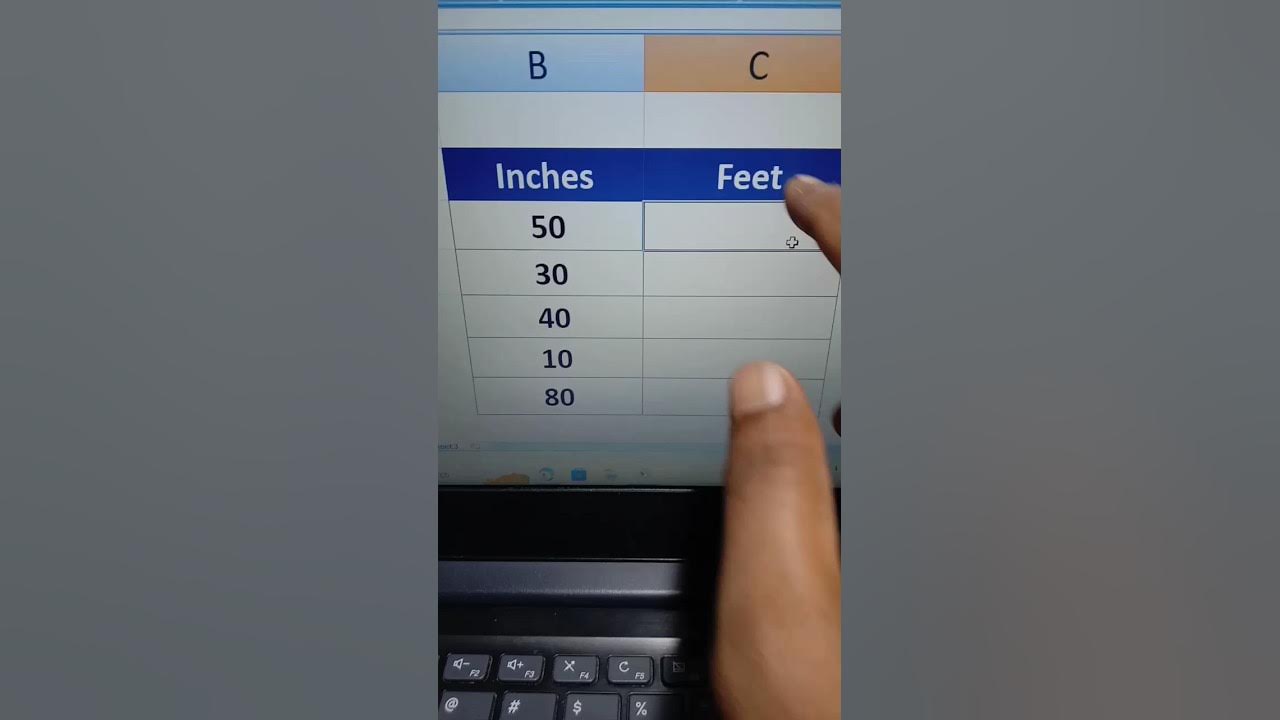 how to convert inches to feet in excel - YouTube