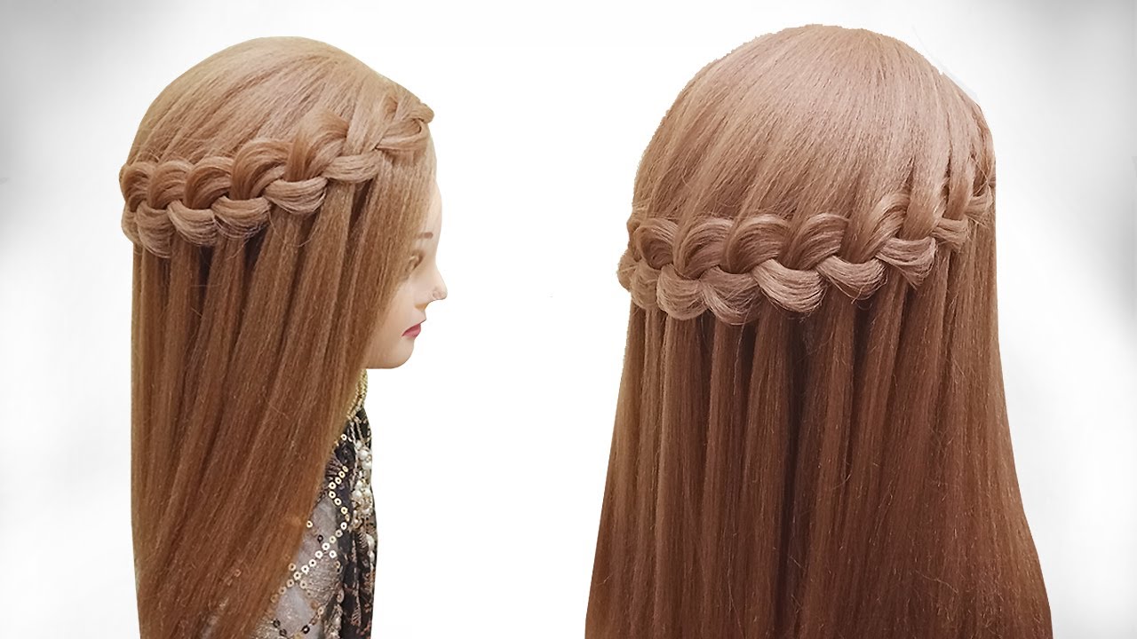 How to make Waterfall hairstyle | 3 strand waterfall hairstyle tutorial ...