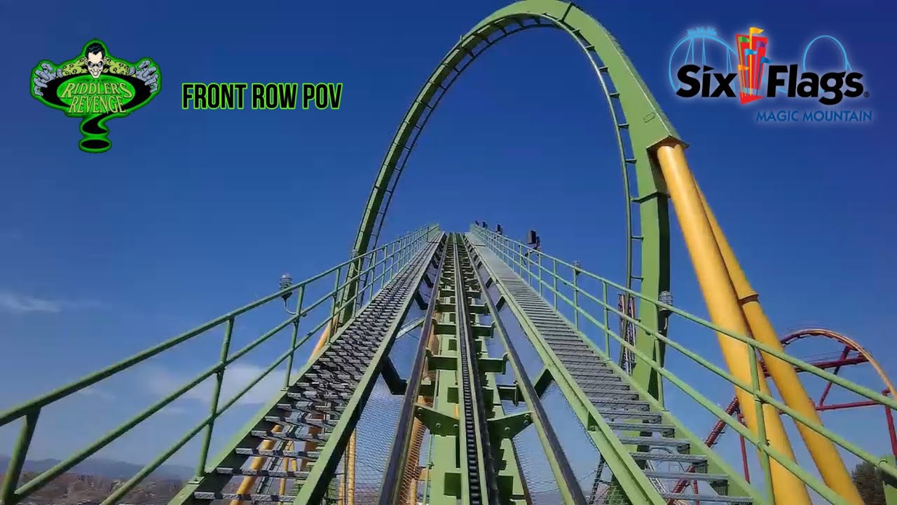 Riddler’s Revenge Intense Stand Up Front Row POV July 2023 - Six Flags ...