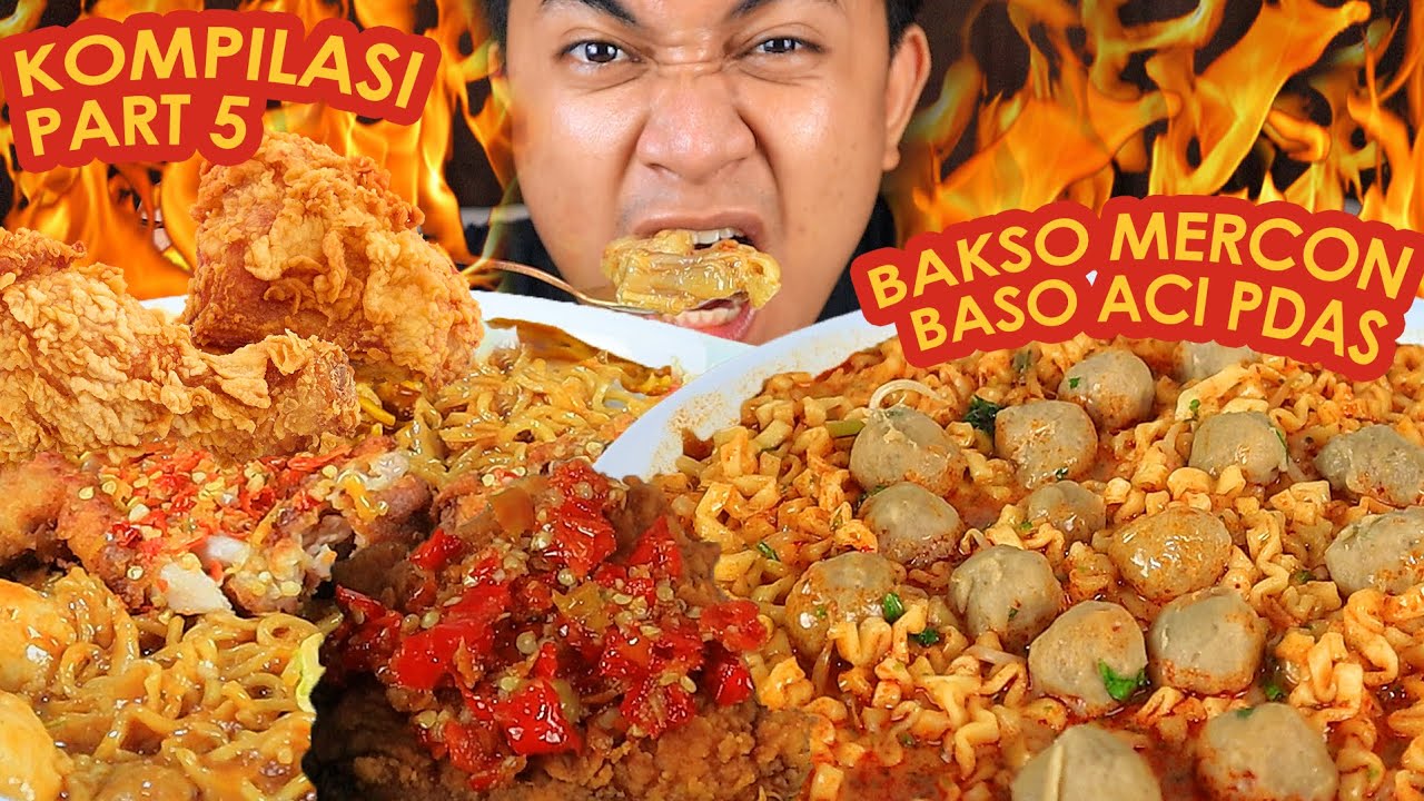 Mukbang Asmr Bakso Mercon Baso Aci Saos Samyang Pedas Gilaaa Youtube