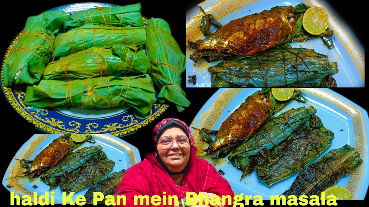 ️Haldi ke patte mein Bhangra masala😋mackerel fish masala | village ...