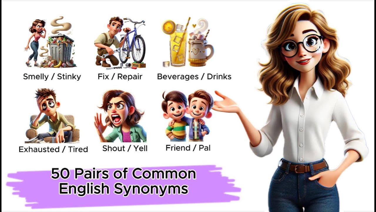 50 pairs of common English synonyms | Learn Similar Words with Fun ...