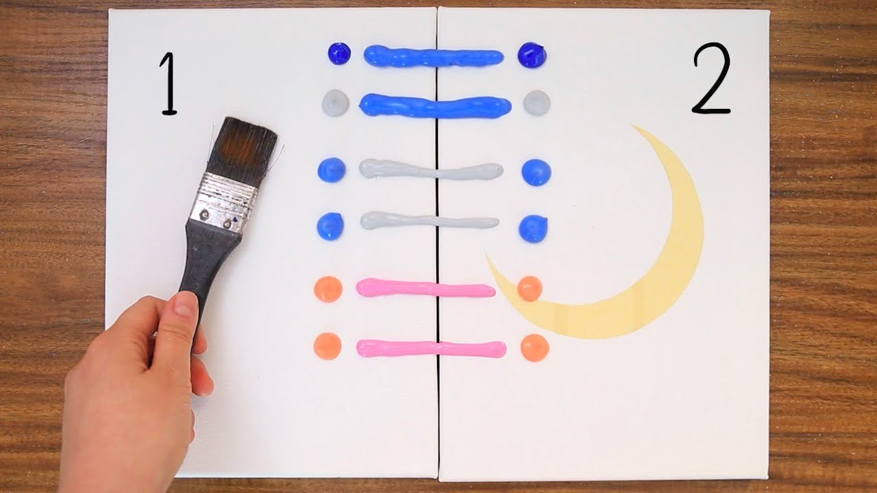 Painting a Picture Connected To Two Canvases｜Mind Blowing Acrylic ...