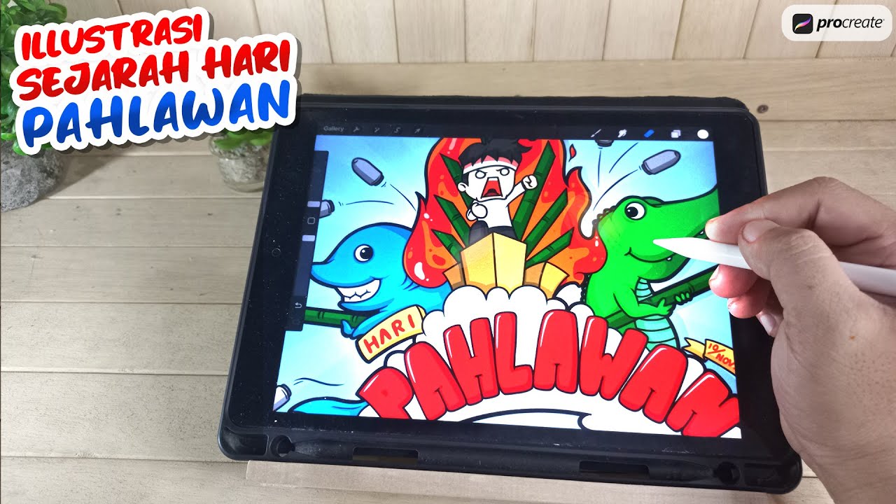 Mengenal hari pahlawan lewat gambar di procreate ipad - YouTube